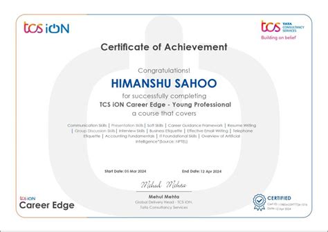 Himanshu Sahoo On Linkedin Softskills Professionaldevelopment Certification Tcsion Nptel…
