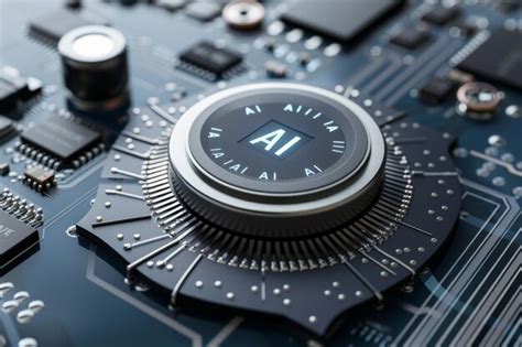 Ai Processor With Glowing Circuits And High Tech Design In Close Up