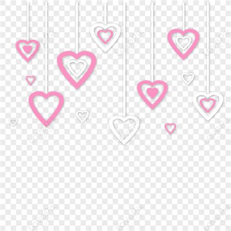 발렌타인 데이 핑크 매달려 마음 만화 일러스트 장식 종이 틀 하트연인유연함 Png 일러스트 무료 다운로드 Lovepik