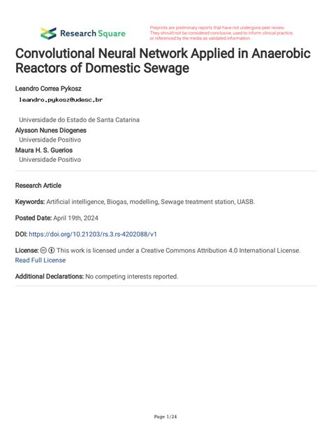 Pdf Convolutional Neural Network Applied In Anaerobic Reactors Of