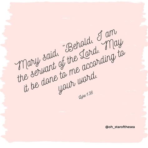 A Pink Background With The Words Mary Said I Am The Servants Of The Lord