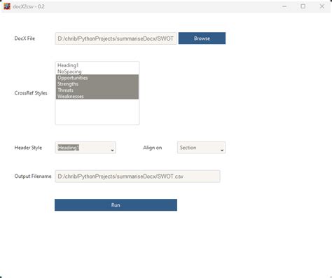 Docx Csv Microsoft Word Style Summary Creator