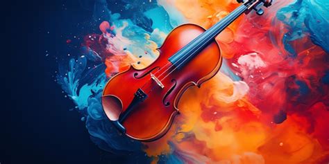 Premium Ai Image A Violin In A Colorful Background