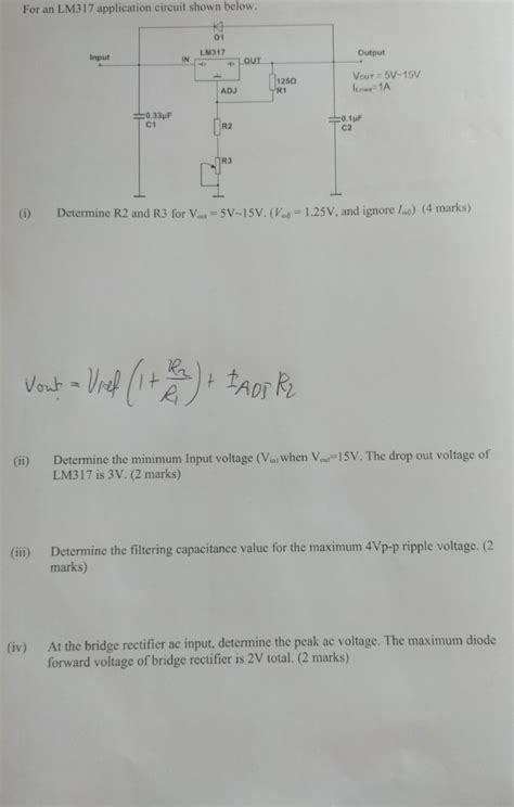 Solved For An Lm317 Application Circuit Shown Below D1