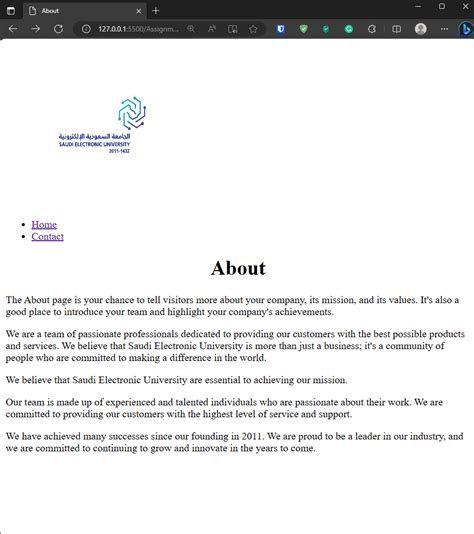 Solved Write An Html File That Creates The About Web Chegg