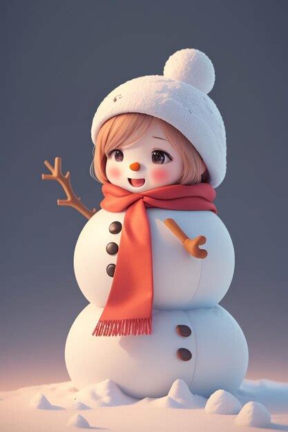 Premium AI Image A Snowman With A Red Scarf And A Hat