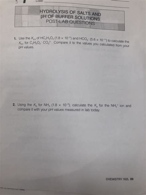 solved hydrolysis of salts and ph of buffer solutions