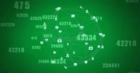 image of data processing and network of connections with icons over