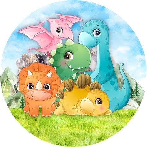 Painel Redondo Tecido Sublimado D Dino Baby Frd Artofit