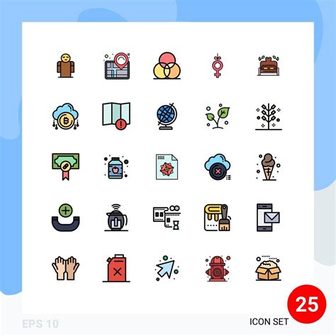 25 Thematic Vector Filled Line Flat Colors And Editable Symbols Of