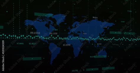 Image Of Scope Scanning With Padlock Icon Over Data Processing And World Map On Black Background