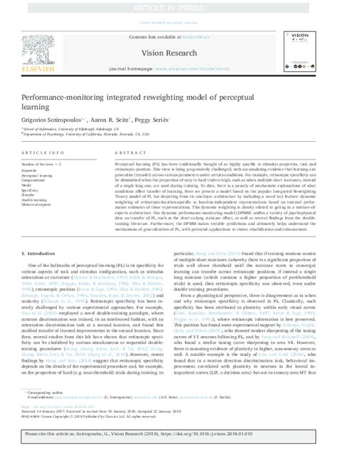 Pdf Performance Monitoring Integrated Reweighting Model Of Perceptual
