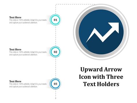 Upward Arrow Icon With Three Text Holders Ppt PowerPoint Presentation