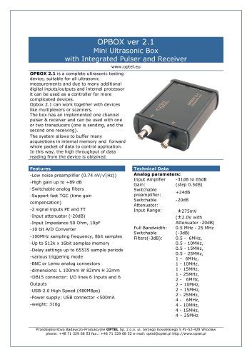 Opcard 2 2 Pci Bus Ultrasonic Card With Integrated Pulser And Receiver