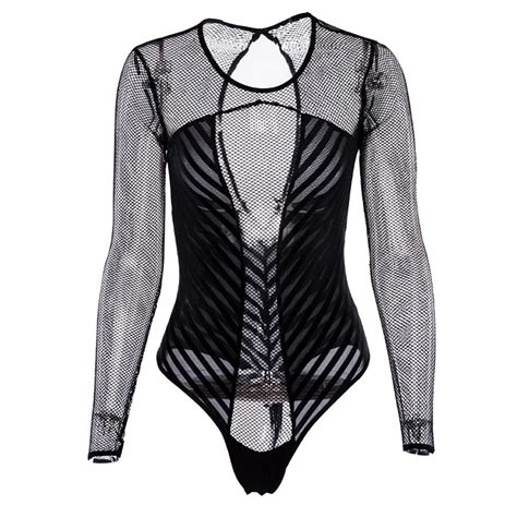 Sishot Women Sexy Bodysuits 2018 Summer Black See Through Backless