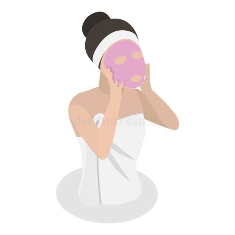 3d Isometric Flat Vector Illustration Of Facial Mask Item 3 Stock