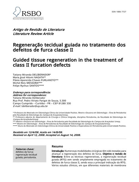 Pdf Guided Tissue Regeneration In The Treatment Of Class Ii Furcation