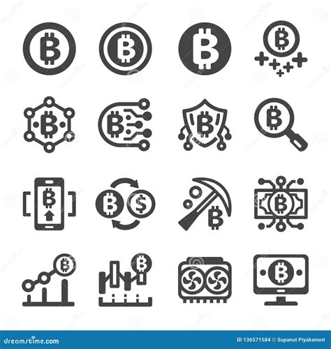 Bitcoin Icon Set Stock Vector Illustration Of Symbol 136571584