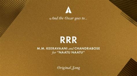 Oscars 2023 Natu Natu Song Wins Best Original Song At The Academy