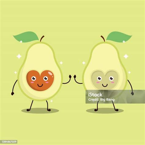 귀여운 아보카도 벡터 만화 캐릭터 일러스트 간단한 플랫 디인 스타일 건강한 생활방식에 대한 스톡 벡터 아트 및 기타 이미지
