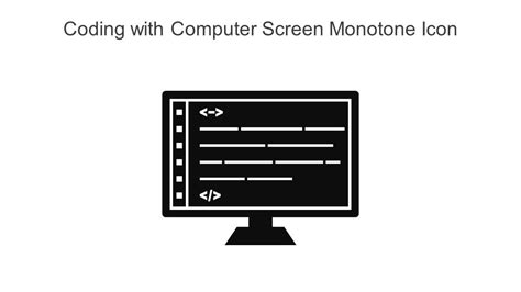 Coding With Computer Screen Monotone Icon In Powerpoint Pptx Png And