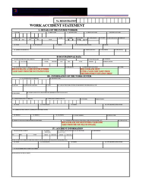 Accident Declaration Form Pdf Employment Burn