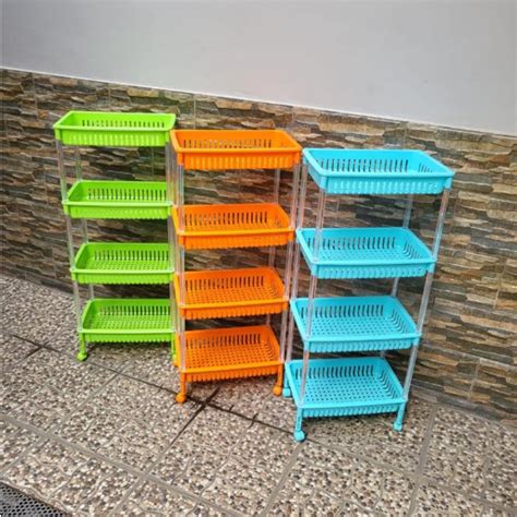 Jual Rak Plastik Susun 4 Serbaguna Roda Rak Bumbu Rak Kosmetik Rak
