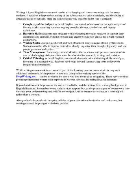 A Level English Coursework Questions Download Free Pdf Critical