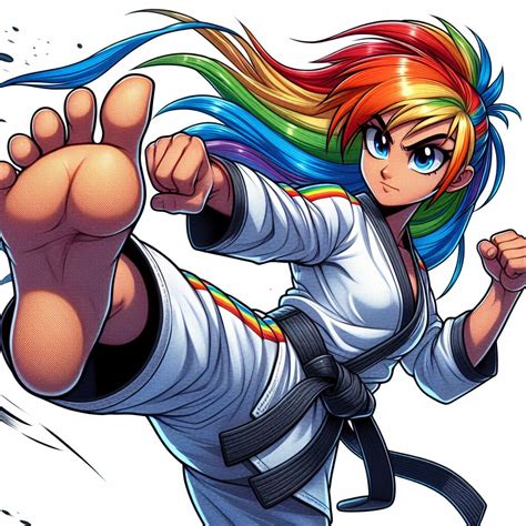 Rainbow Dash Woman Karate Foot Kick By Kicksoles On Deviantart