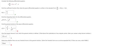 Solved Consider The Following Differential Equation Dy х