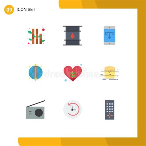 Universal Icon Symbols Group Of 9 Modern Flat Colors Of Environment Globe Application Target