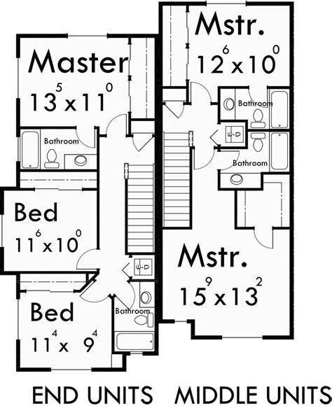 Townhouse Plans 4 Plex House Plans 3 Story Townhouse F 540 Duplex