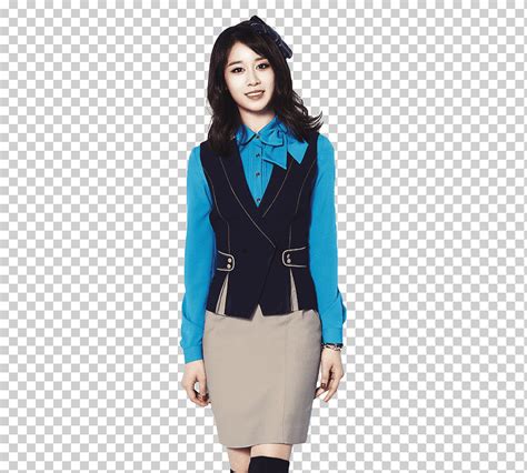 Mujer De Pie Vistiendo Camisa Azul Con Chaleco Negro Png Klipartz