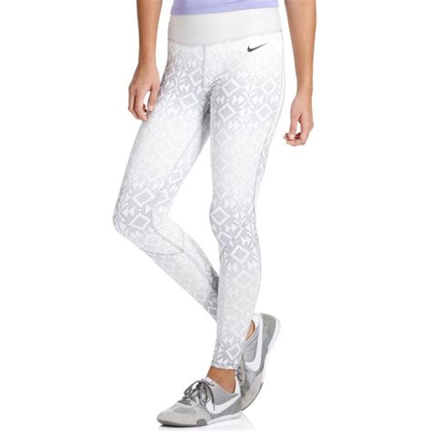 Lyst Nike Pro Hyperwarm Drifit Printed Active Leggings In White