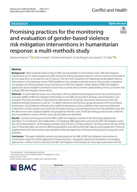 Promising Practices For The Monitoring And Evaluation Of Gender Based