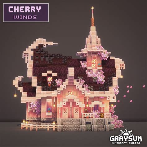 Minecraft Fantasy Cherry House Créations Minecraft Images Minecraft Idées Minecraft