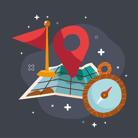 Premium Vector Pin Location With Compass And Flag
