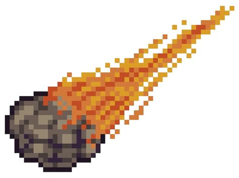 Premium Vector Pixel Art Meteor Asteroid Comet Bit Game Item On White Background