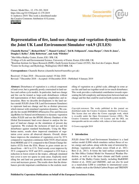 PDF Representation Of Fire Land Use Change And Vegetation Dynamics