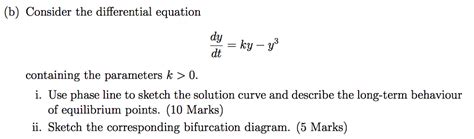 Solved Consider The Differential Equation Dy Dt Ky Y Chegg