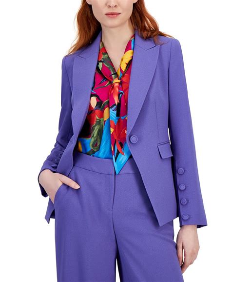 Tahari Asl Womens Peak Lapel Button Trimmed Blazer Macys