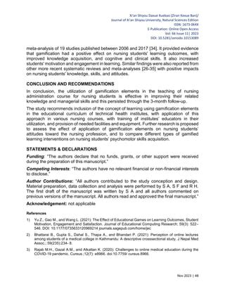 APPLICATION OF GAMIFICATION ELEMENTS IN NURSING ADMINISTRATION COURSE AND ITS EFFECT ON NURSING ...