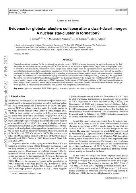 Pdf Evidence For Globular Clusters Collapse After A Dwarf Dwarf