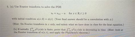 Solved A Use Fourier Transform To Solve The PDE T U For Chegg Com