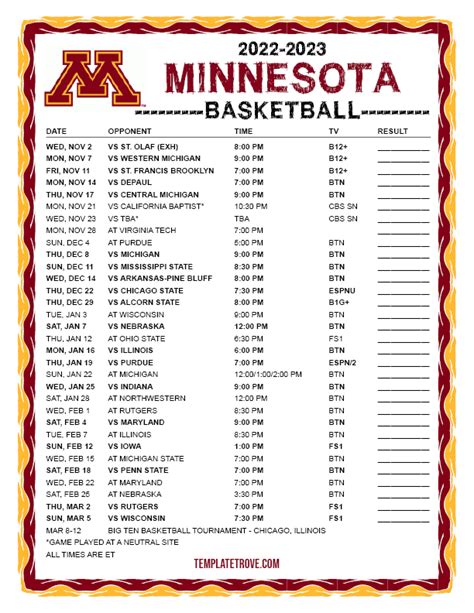 Minnesota Golden Gophers Football Schedule Freddi Kellyann