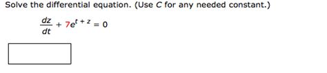 Solved Solve The Differential Equation Use C For Any Chegg