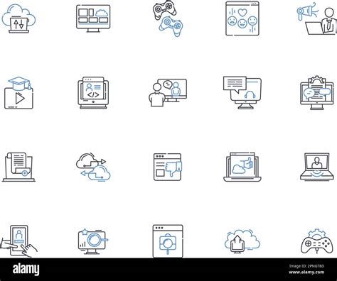 Communication Technology Line Icons Collection Internet Wifi Smartph