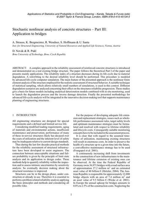 Pdf Stochastic Nonlinear Analysis Of Concrete Structures Part Iii Application To Bridges