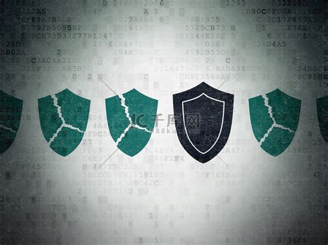 安全概念：数字纸背景上的盾牌图标高清摄影大图 千库网