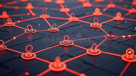 Global Network Connection Red Digital Nodes Abstract Technology